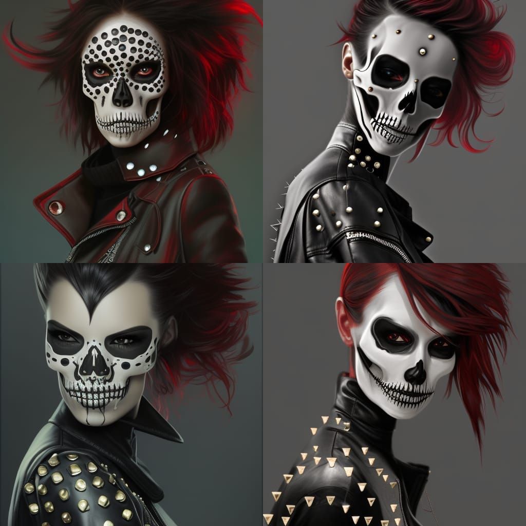 Skeleton punk with studded leather jacket - AI Generated Artwork ...