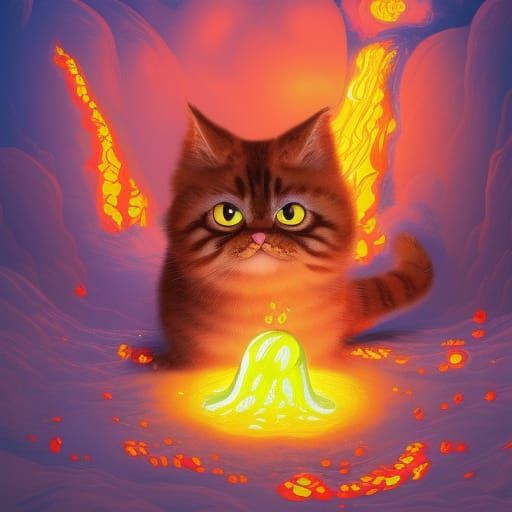Volcano erupting cute cats - AI Generated Artwork - NightCafe Creator