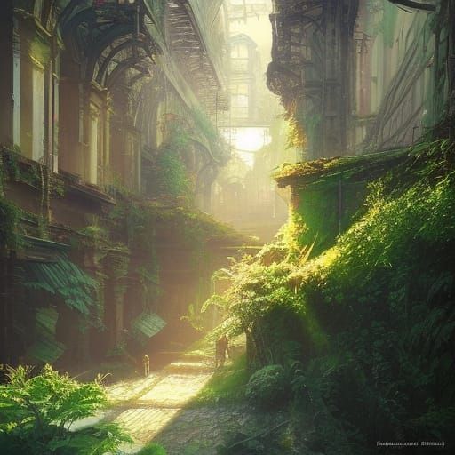 mossy building 5 - AI Generated Artwork - NightCafe Creator