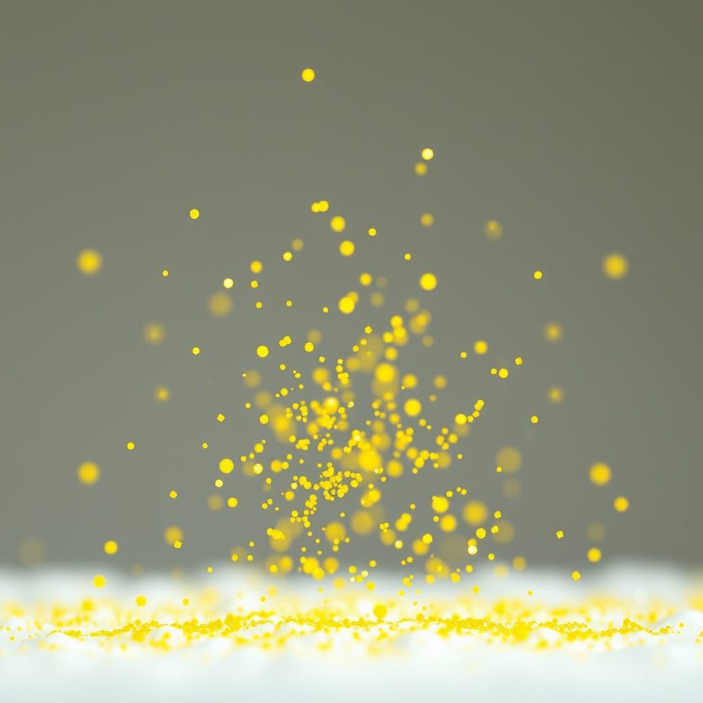 Wallpaper depicting particles of fine neon yellow glitter spread far ...
