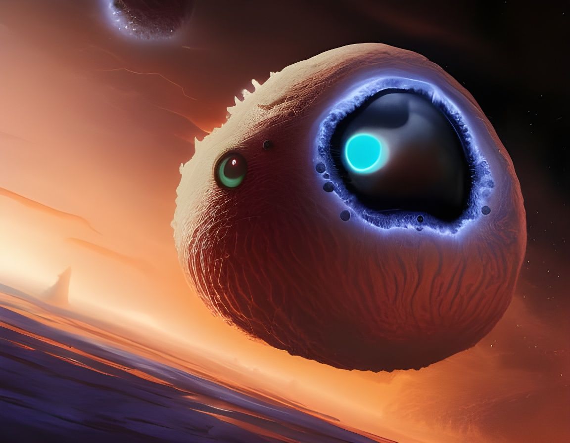 A Goopy Blob Monster with Big Veiny Eyes, space art, expansive ...