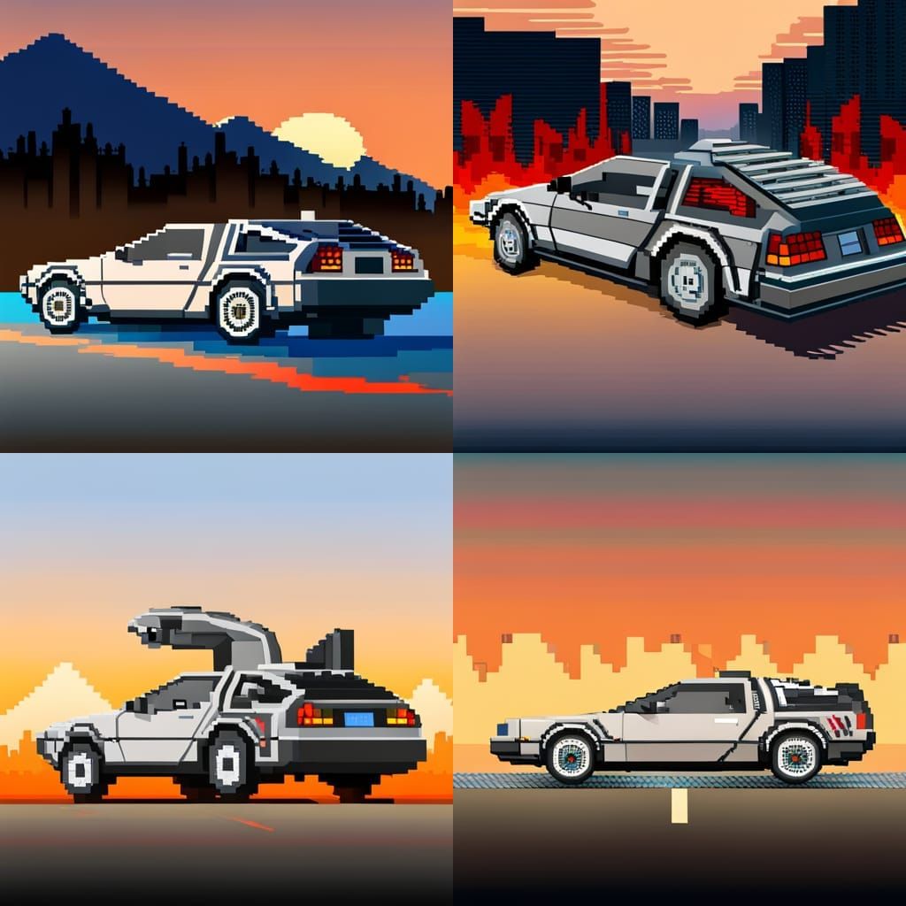 8bit pixel art DeLorean's - AI Generated Artwork - NightCafe Creator