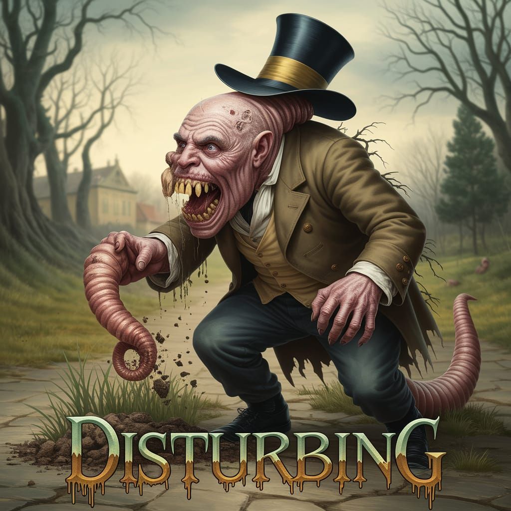 Large text at the bottom of the canvas that says "disturbing" in a ...