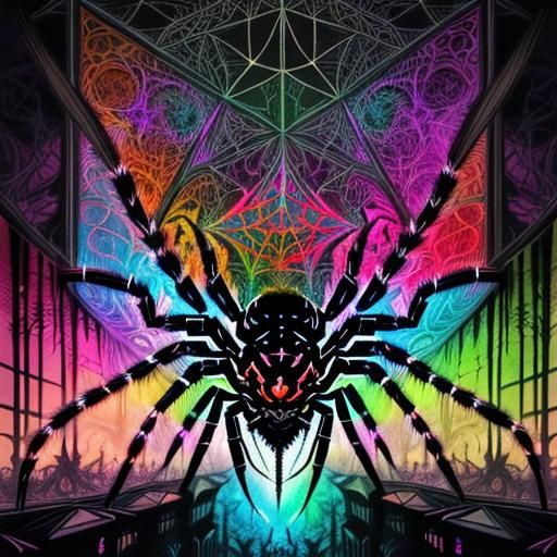 (Hyper detailed artwork of a monster spider schizophrenic artwork in ...