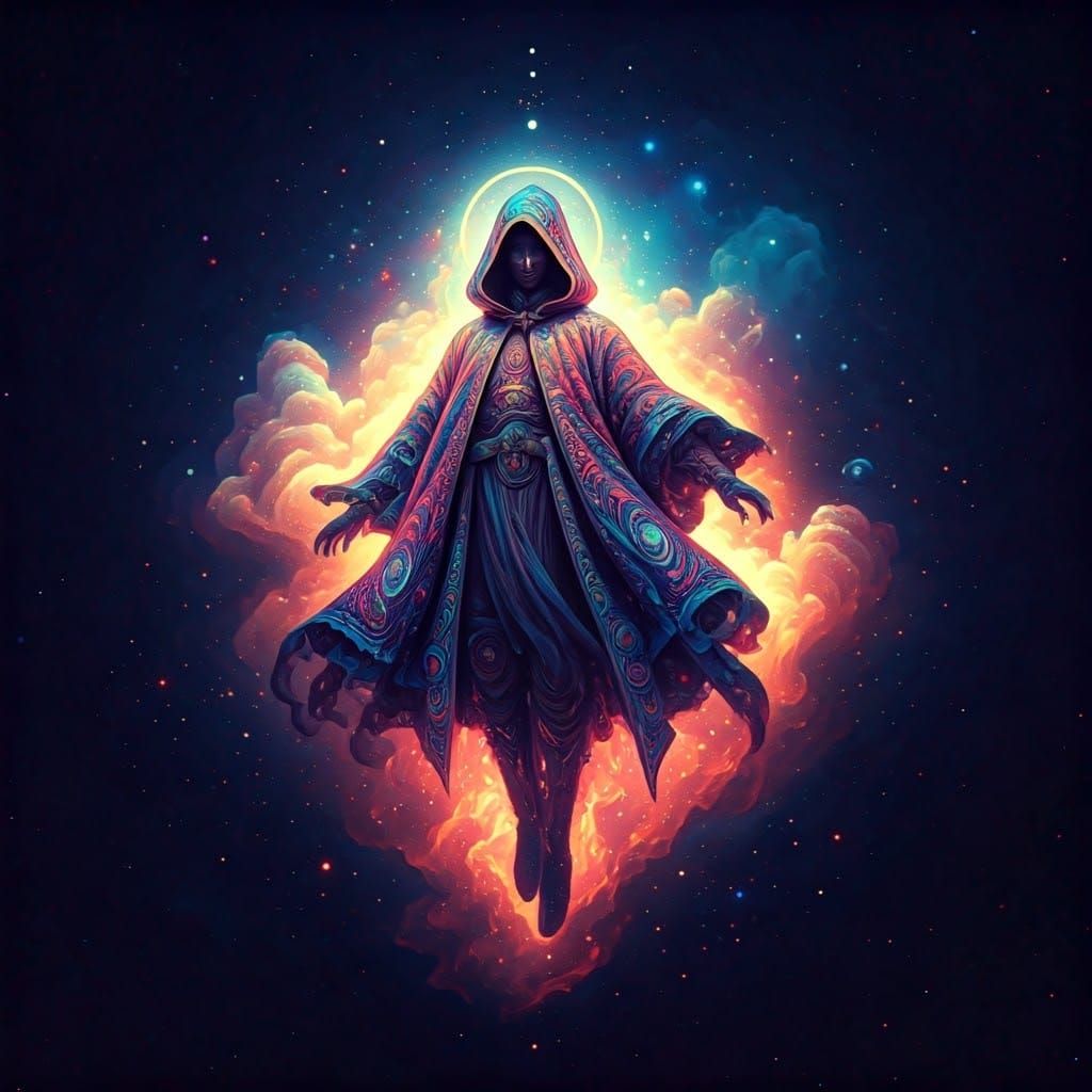 Ethereal Being in Cosmic Suspension - AI Art