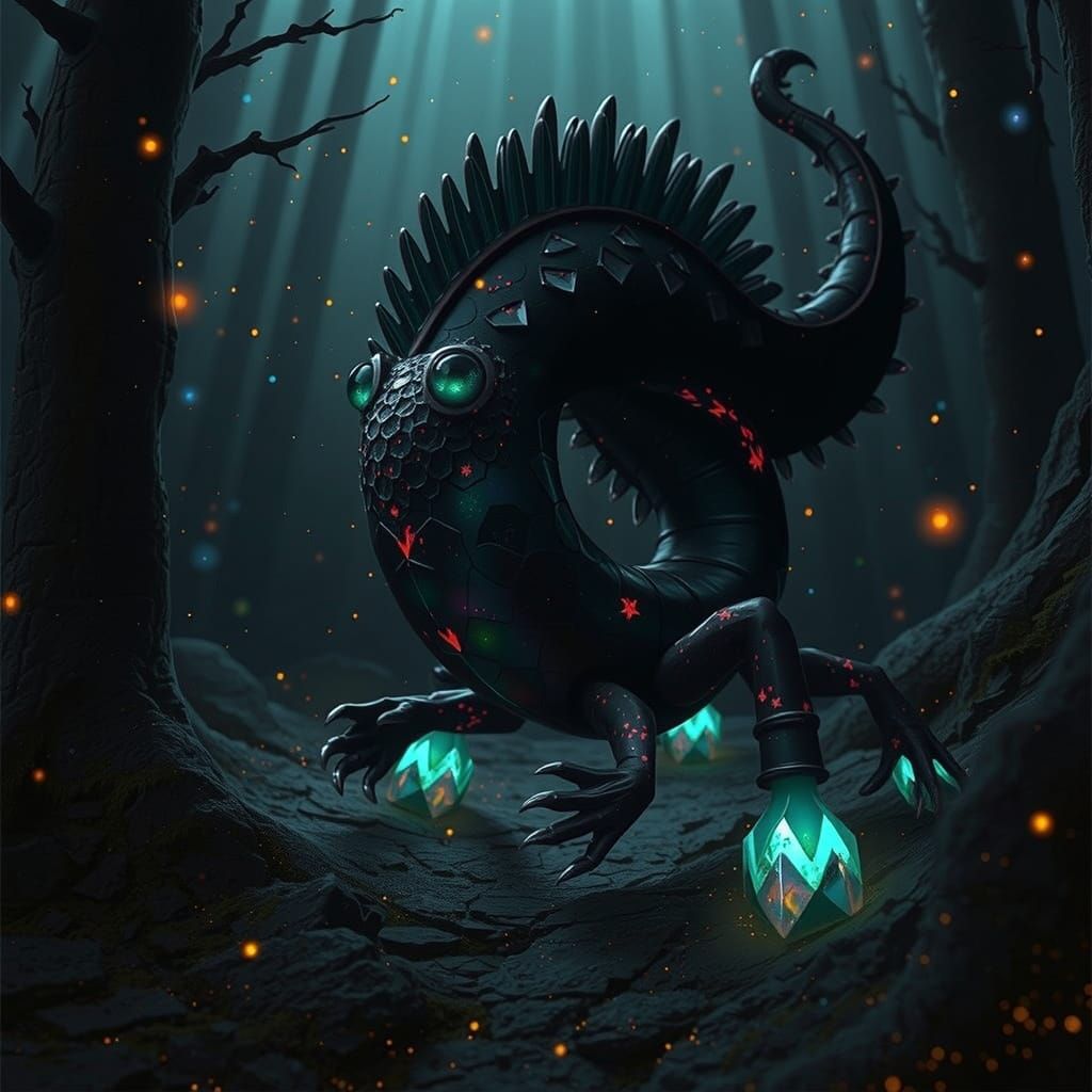 Crystal Salamander Spirit in Vibrant, Hyper-Realis... - AI Art