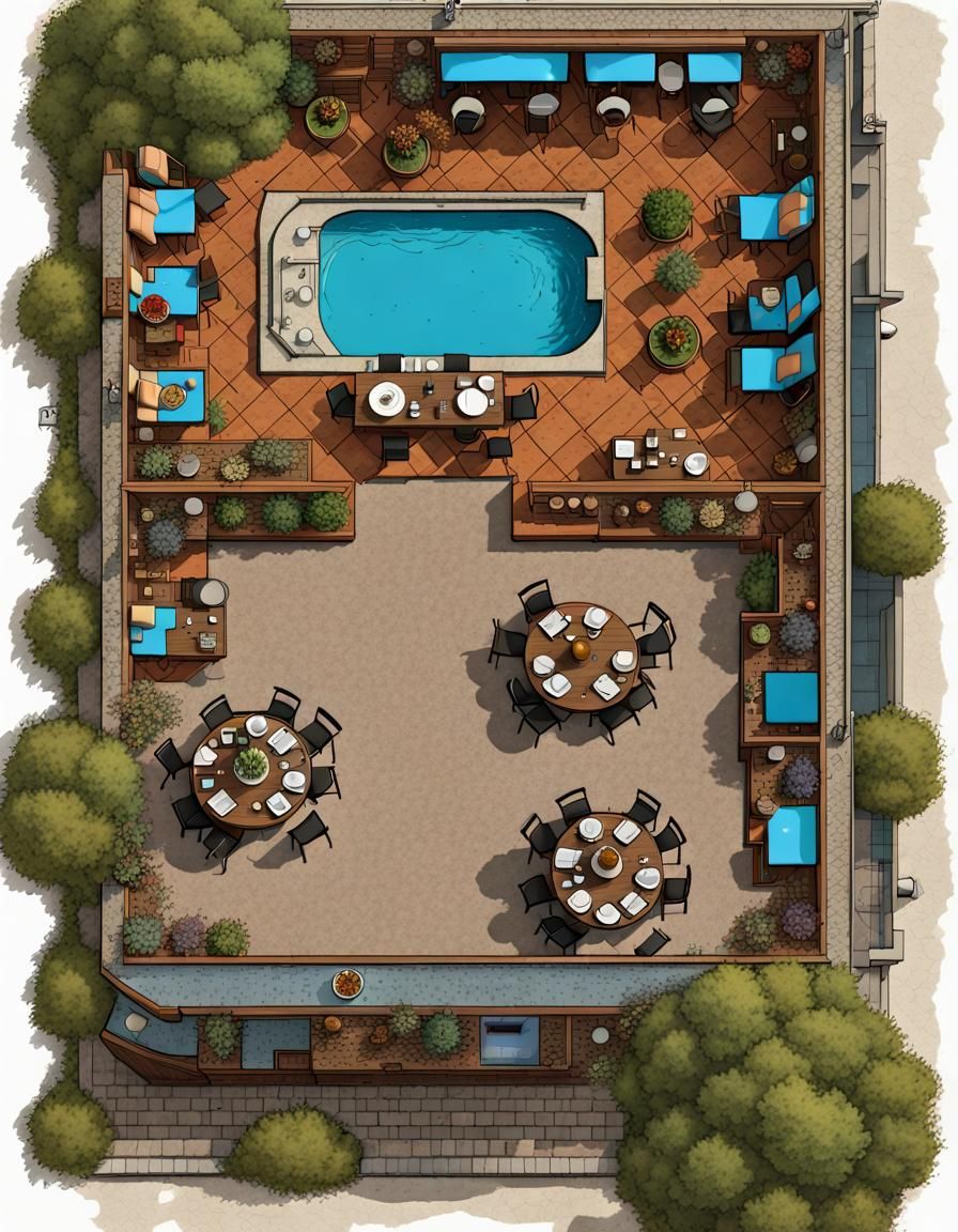 Realistic direct overhead top down map for d&d of a hippy era small ...