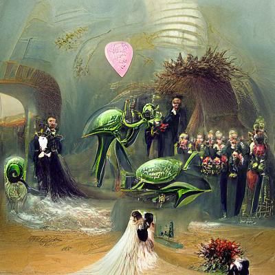 Alien Wedding as imagined by Jules Verne - AI Generated Artwork ...