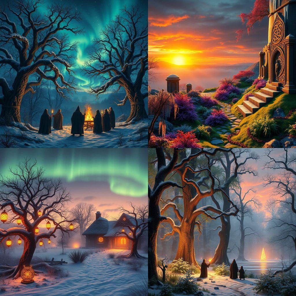 Winter Solstice Celtic Celebration in Arabesque St... - AI Art