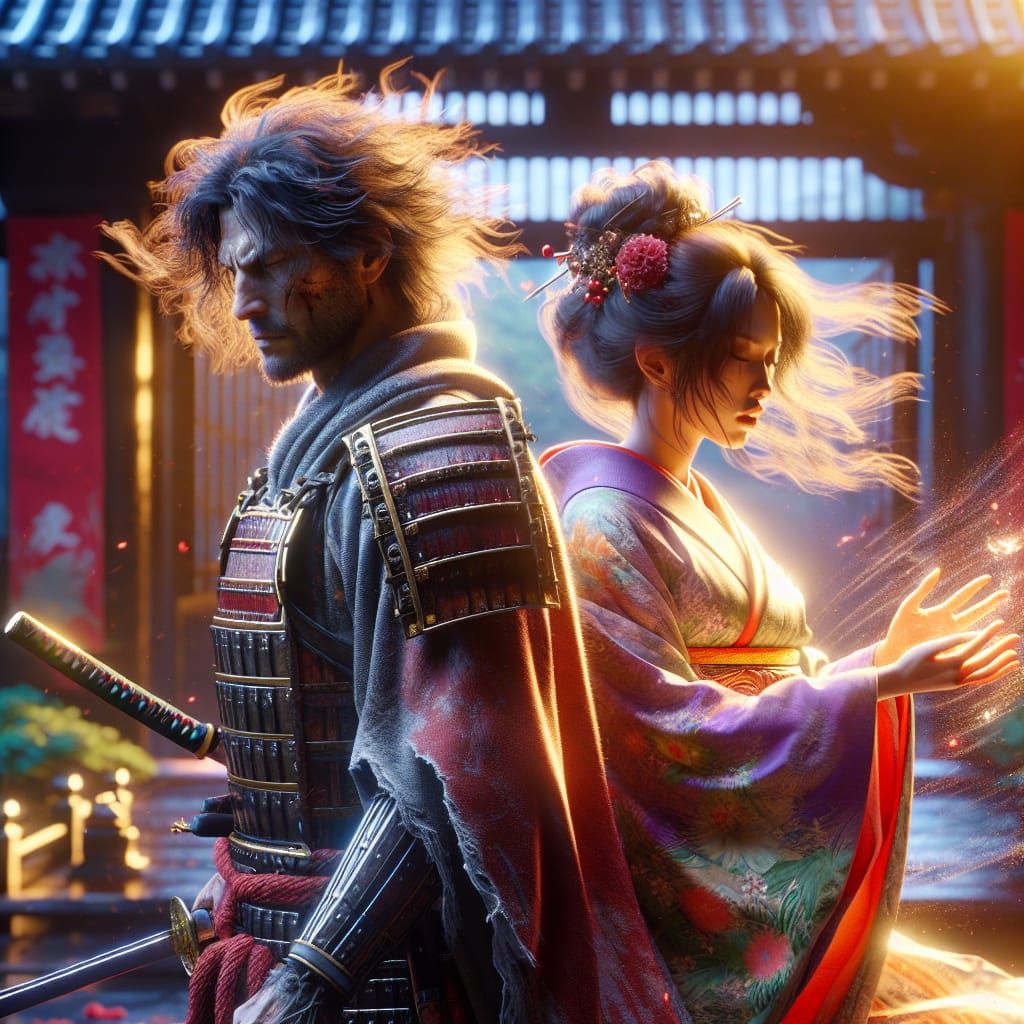 The image is of Royal Garden of a Japanese Royal Palace. Standing in ...