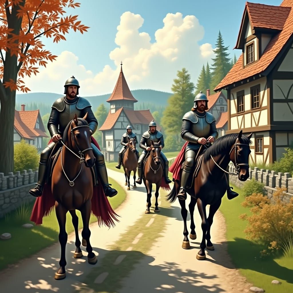 German Mercenary Cavalrymen Scout for Enemy in 16t... - AI Art