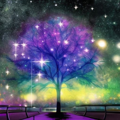 Starry tree - AI Generated Artwork - NightCafe Creator