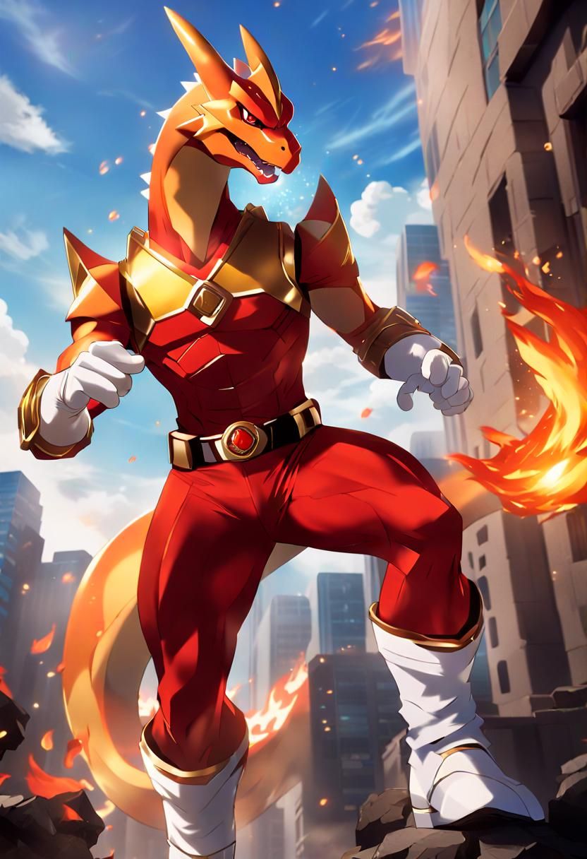 Giant Red Charizard Ranger - AI Generated Artwork - NightCafe Creator