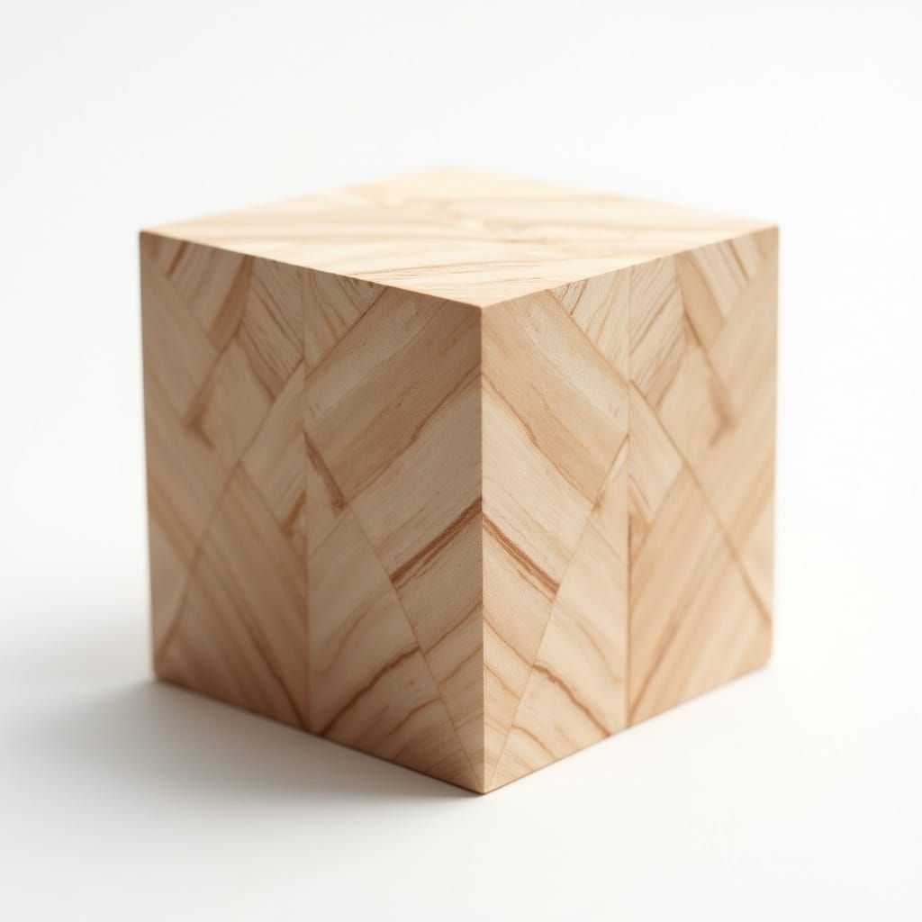 Highly Detailed Wooden Cube in Minimalist Style - AI Art