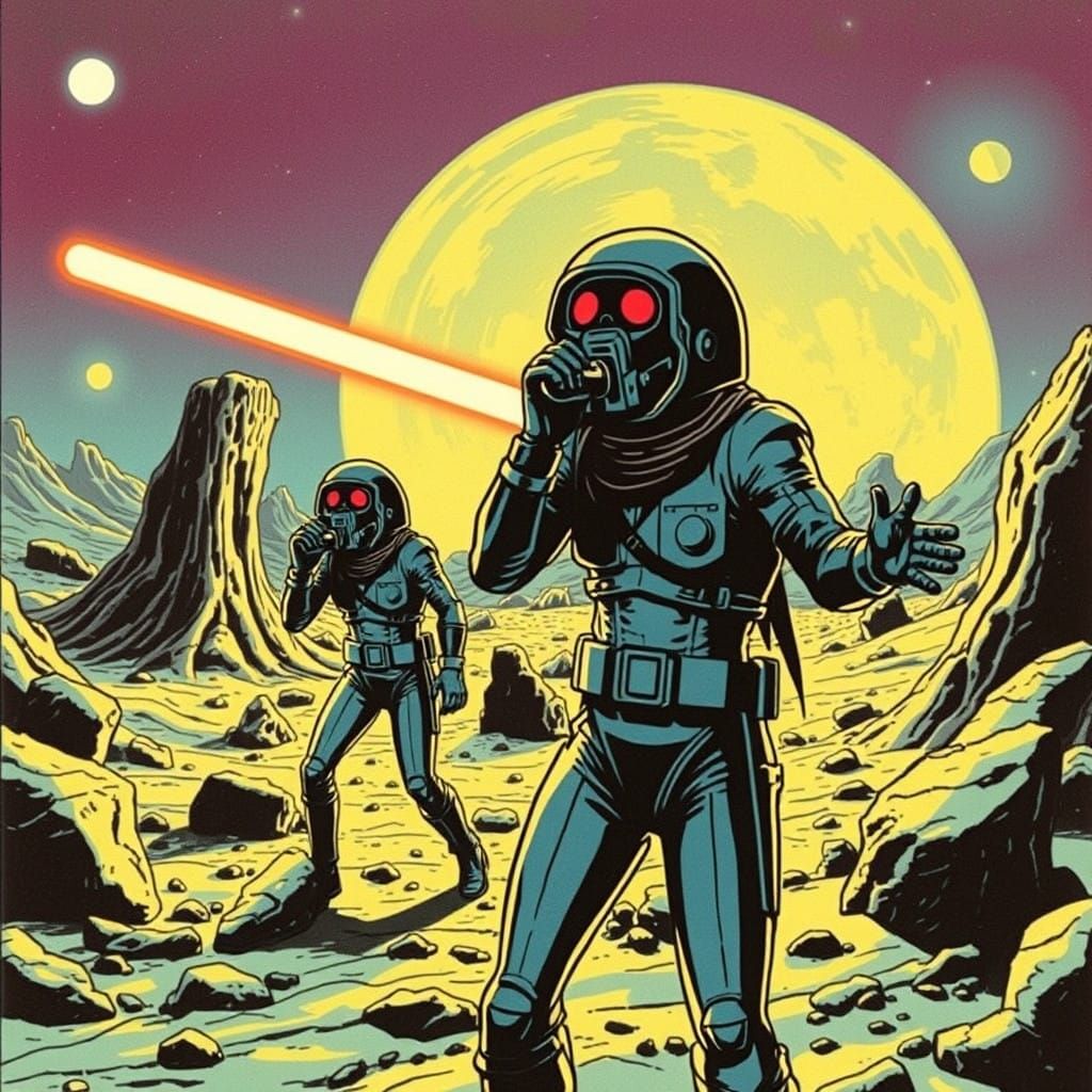 Groovy Space Opera Scream in Retrofuturistic Comic... - AI Art