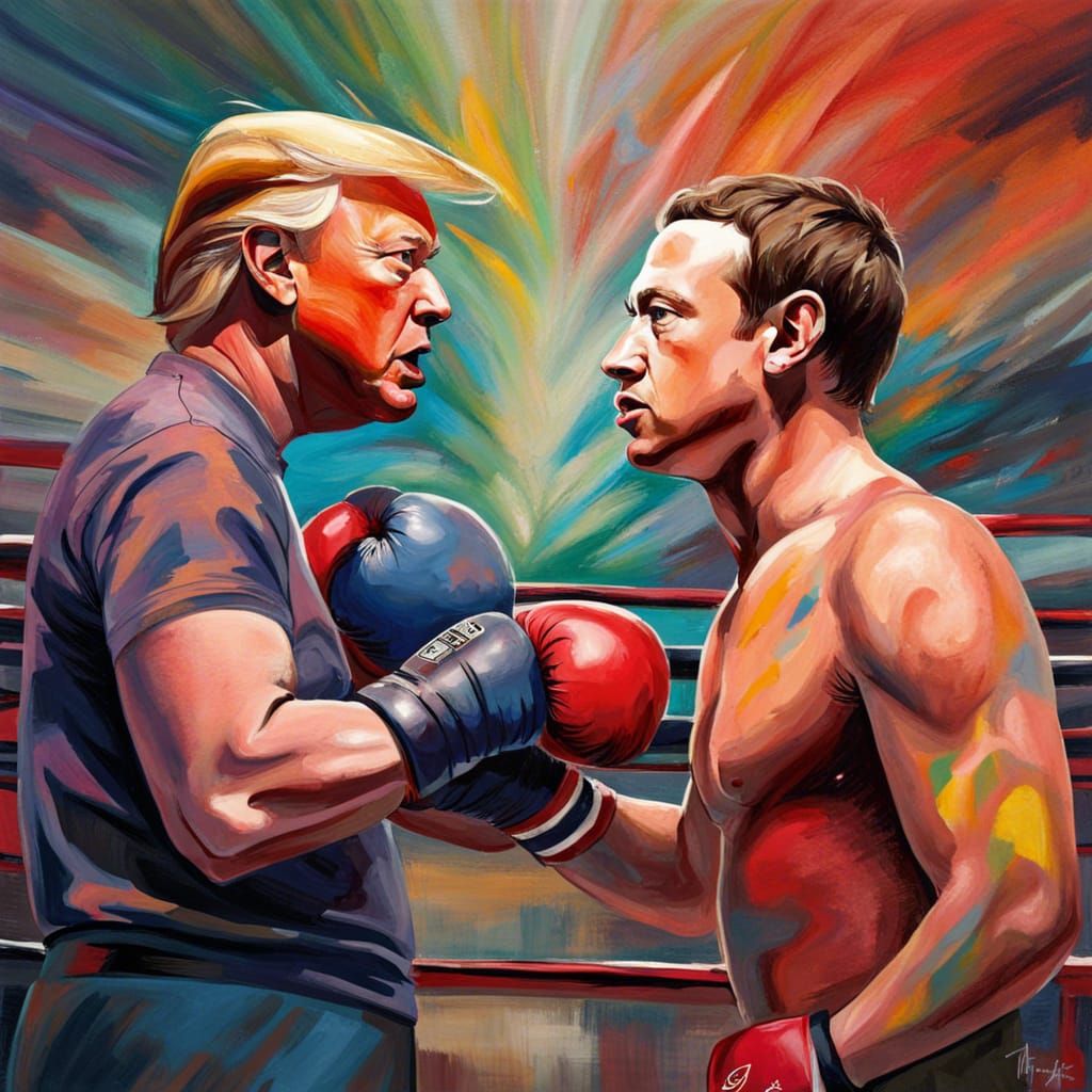 Mark Zuckerberg faces off Elon Musk in a boxing bout. Donald Trump is ...