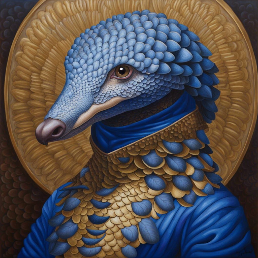 An intricately detailed surreal oil portrait of an anthropomorphic ...