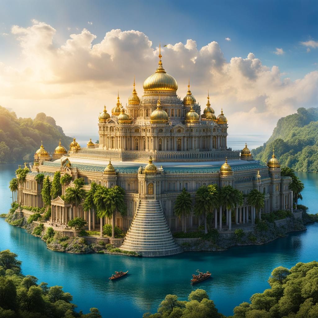 huge angel palace on floatin island - AI Generated Artwork - NightCafe ...