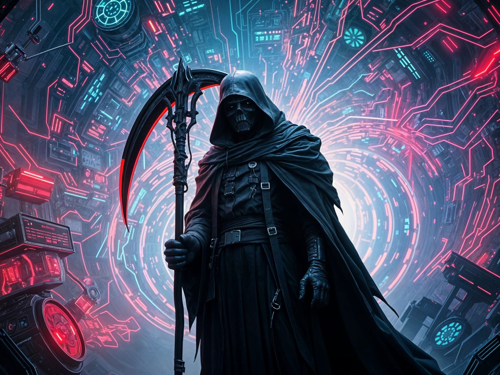 Cyberpunk Grim Reaper Sith Jedi Fusion in Epic Cin... - AI Art