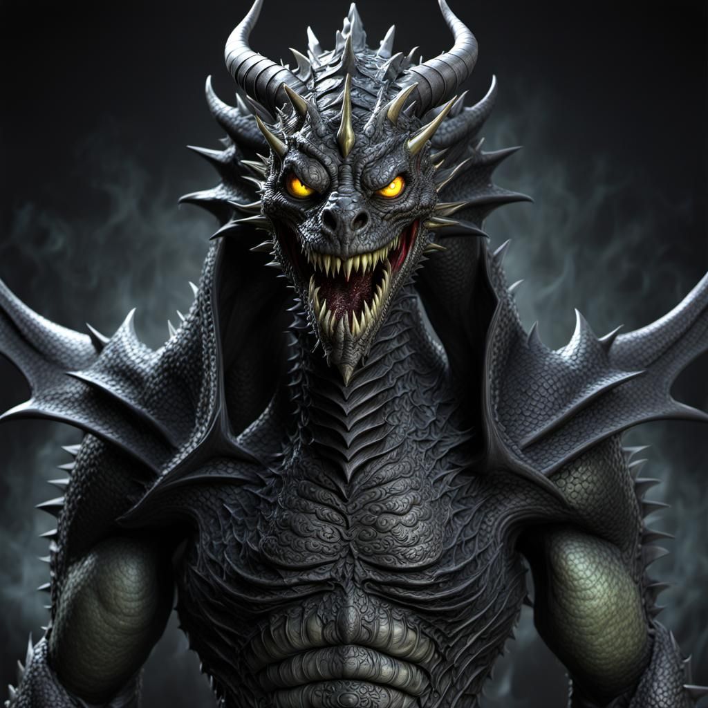 Gothic undead full body dragon: immaculate detailing, HDR ...