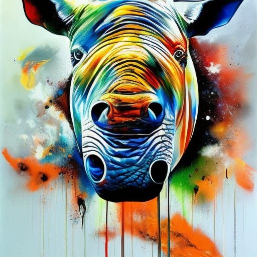 Baby Rhino Splash - AI Generated Artwork - NightCafe Creator