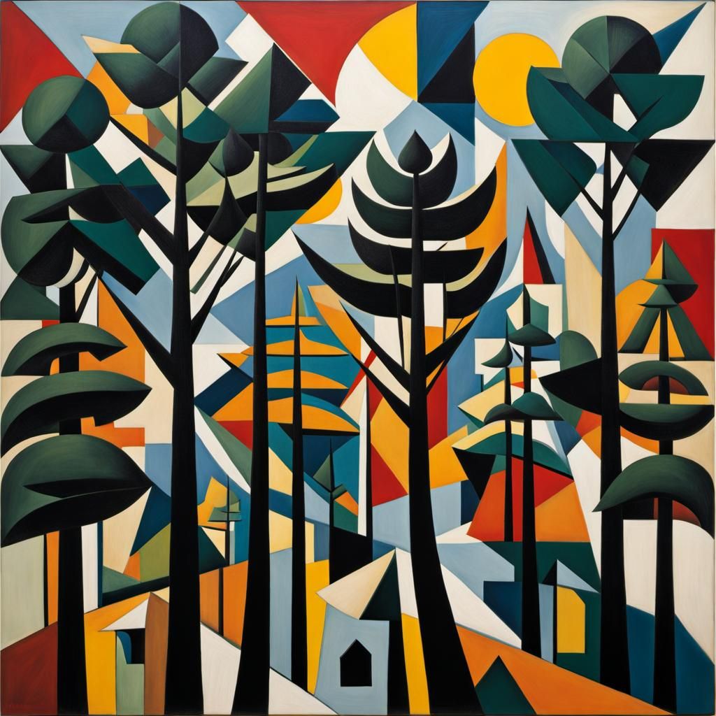 Cubist Trees - AI Generated Artwork - NightCafe Creator