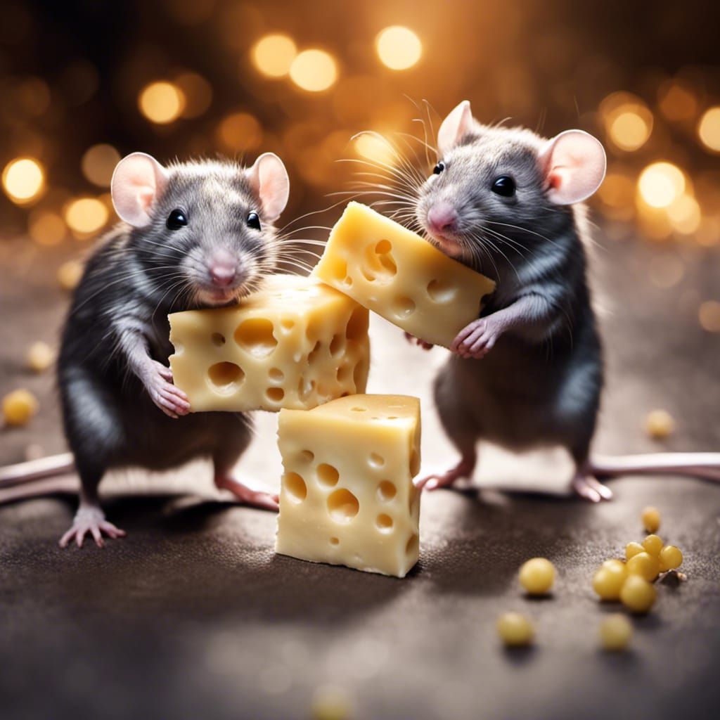 Teamwork-Baby Rats Carrying Chunks of Cheese - AI Generated Artwork ...