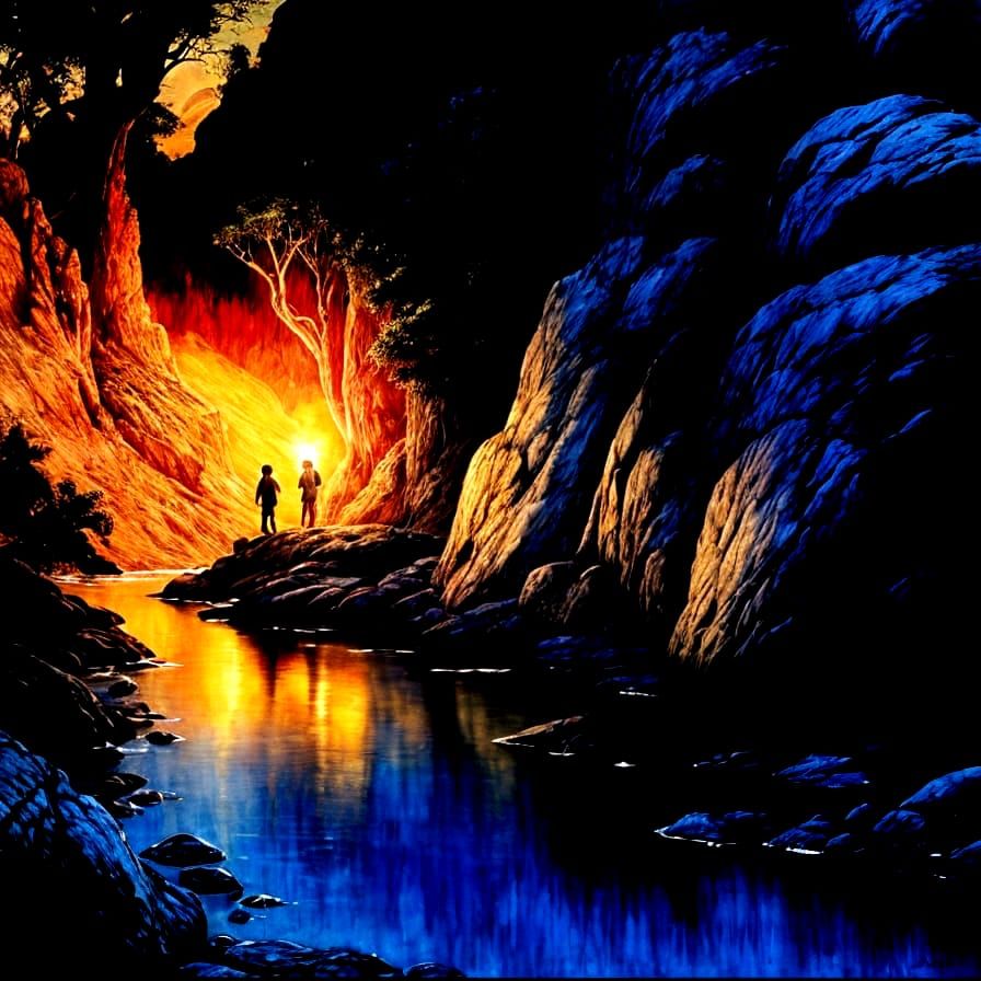 Fantasy fairy castle by arthur rackham, intense color