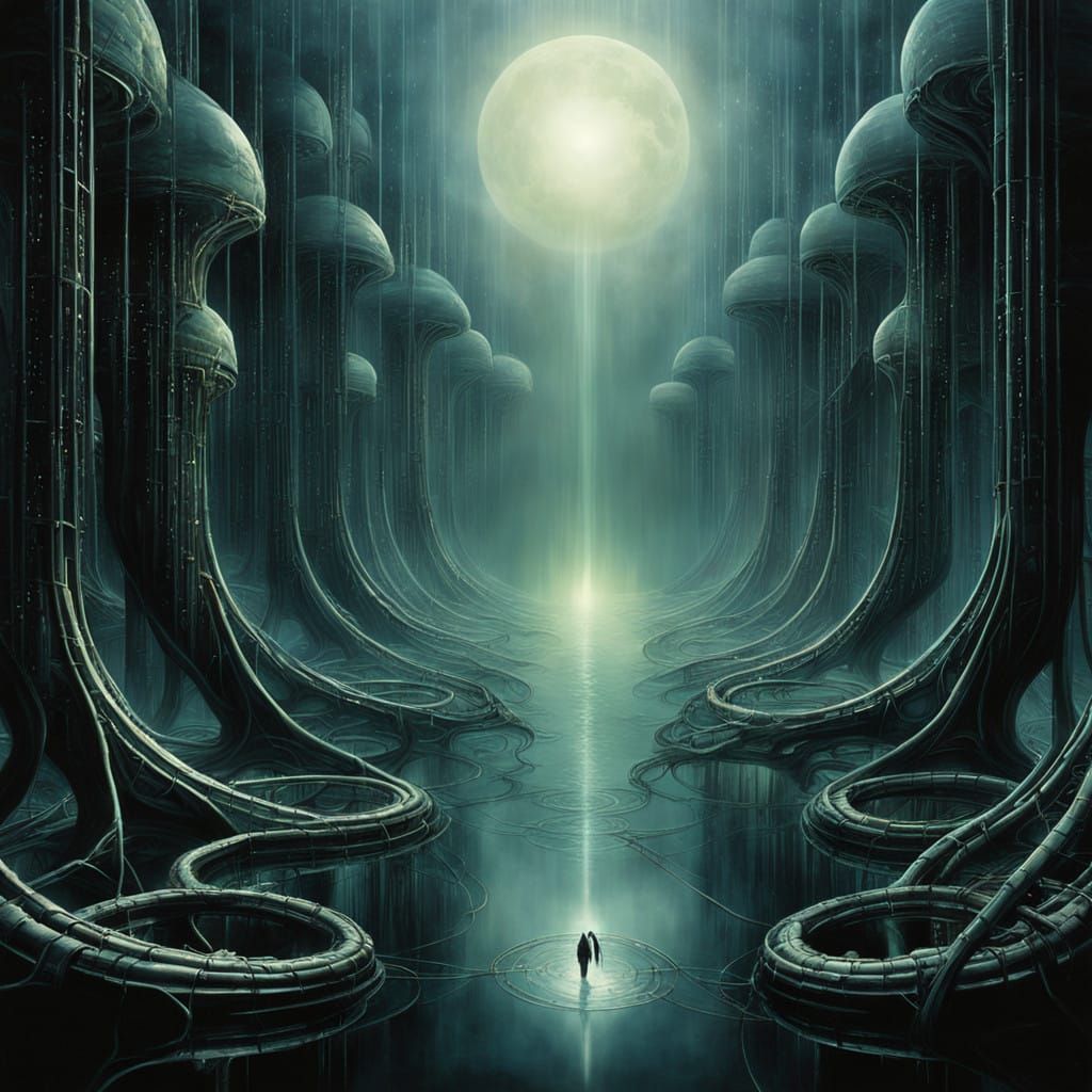 Ethereal Matrix Landscape in Cyberpunk Aesthetic - AI Art