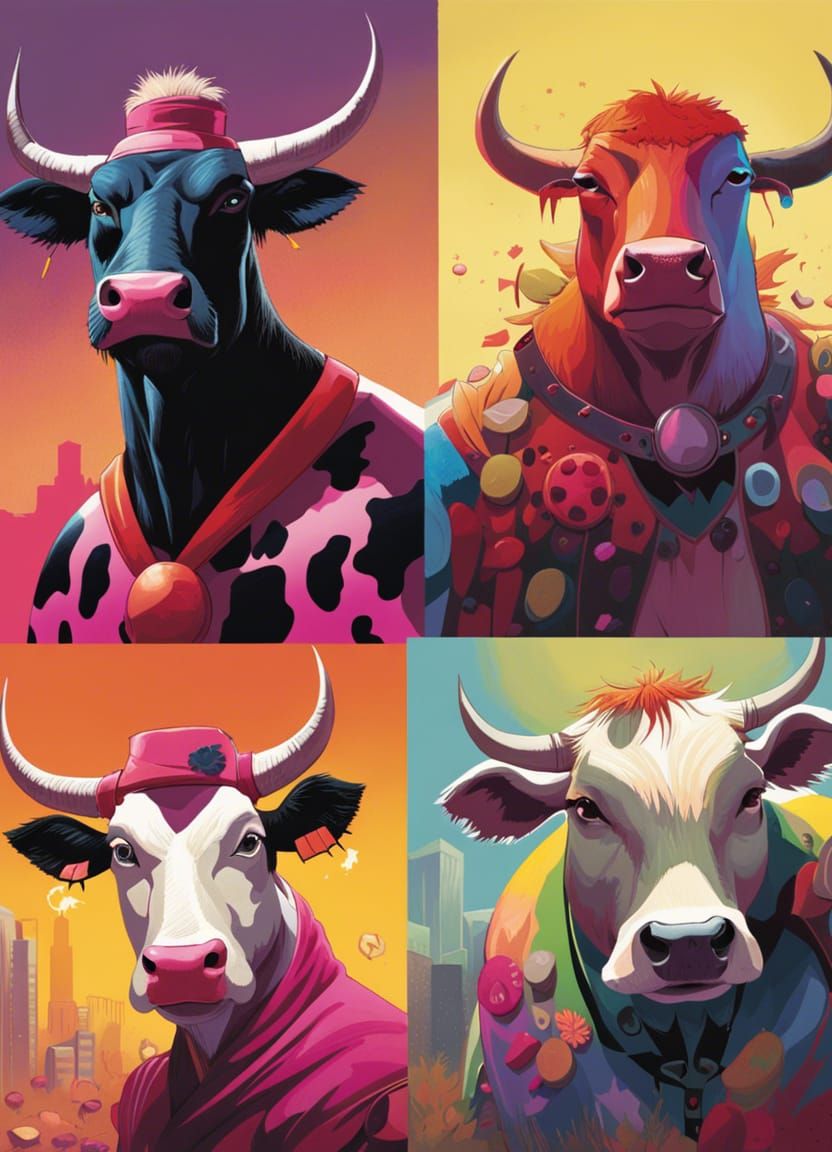 Punk Cow Superhero; Cow superhero; trippy form constants; by Dave ...