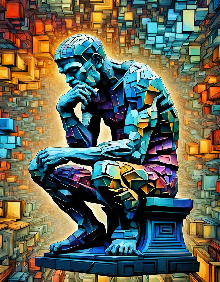 The thinker HDR intricately detailed concept art double exposure ...
