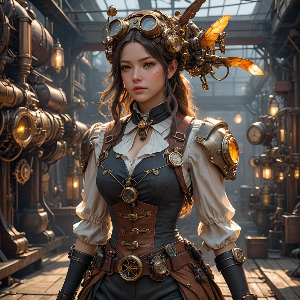 Steampunk girl - AI Generated Artwork - NightCafe Creator