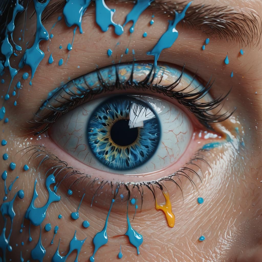 Blue eye with super detailed vibrant brightness, seen up close, hyper ...