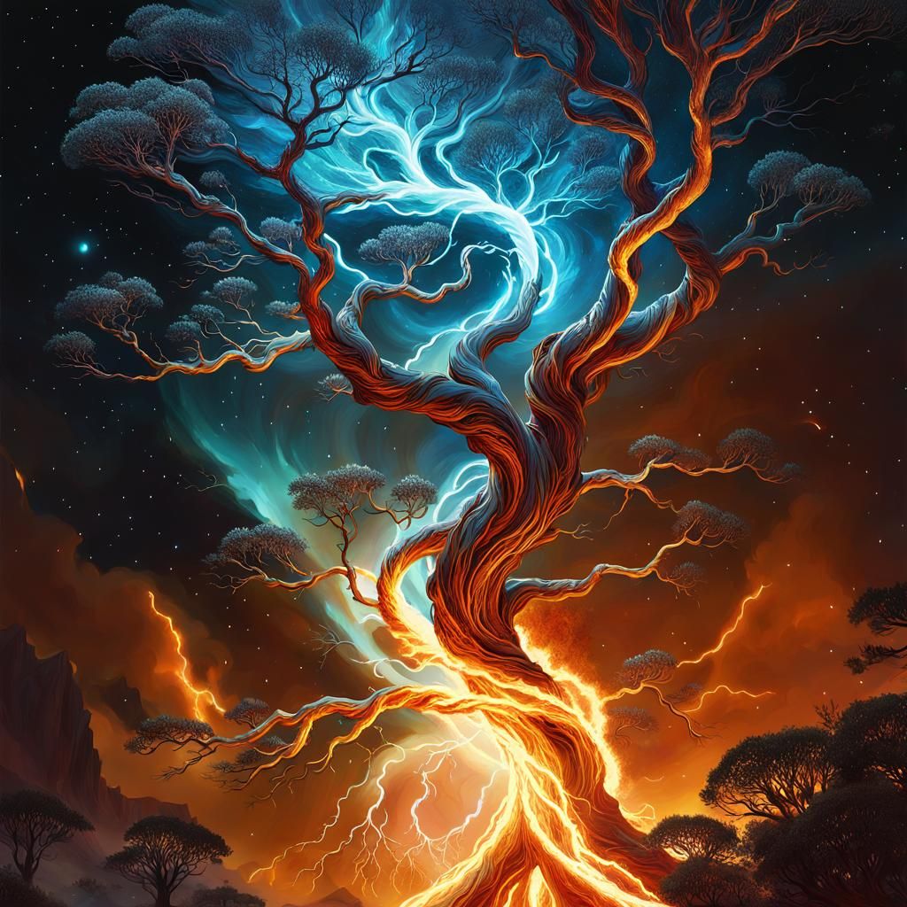 Tree of Elemental Forces - AI Generated Artwork - NightCafe Creator