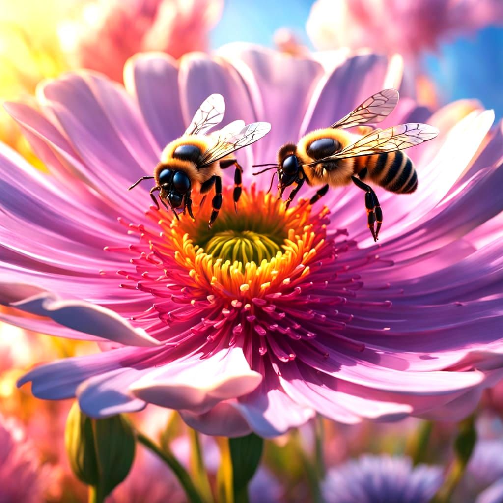Two Bees or Not Two Bees - Surreal Hyper-realistic Bees in V...