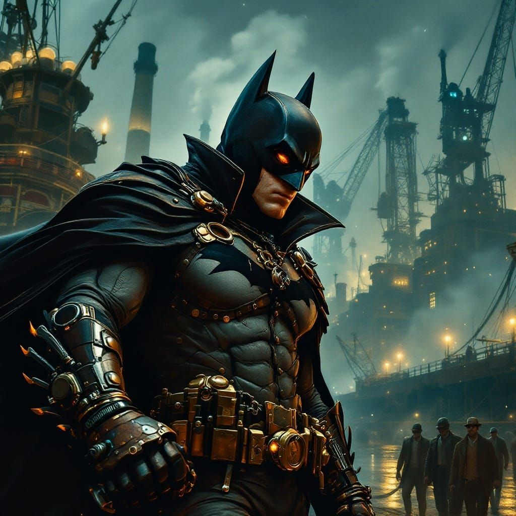 Trouble on the docks - Steampunk Batman: Gotham Harbor Night...