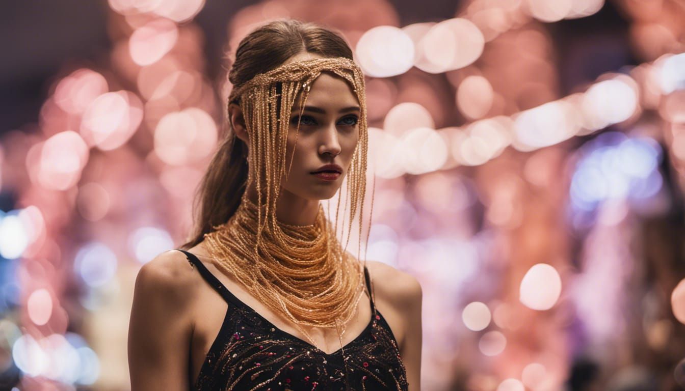 Golden Spaghetti Head Band And Necklace - AI Generated Artwork ...