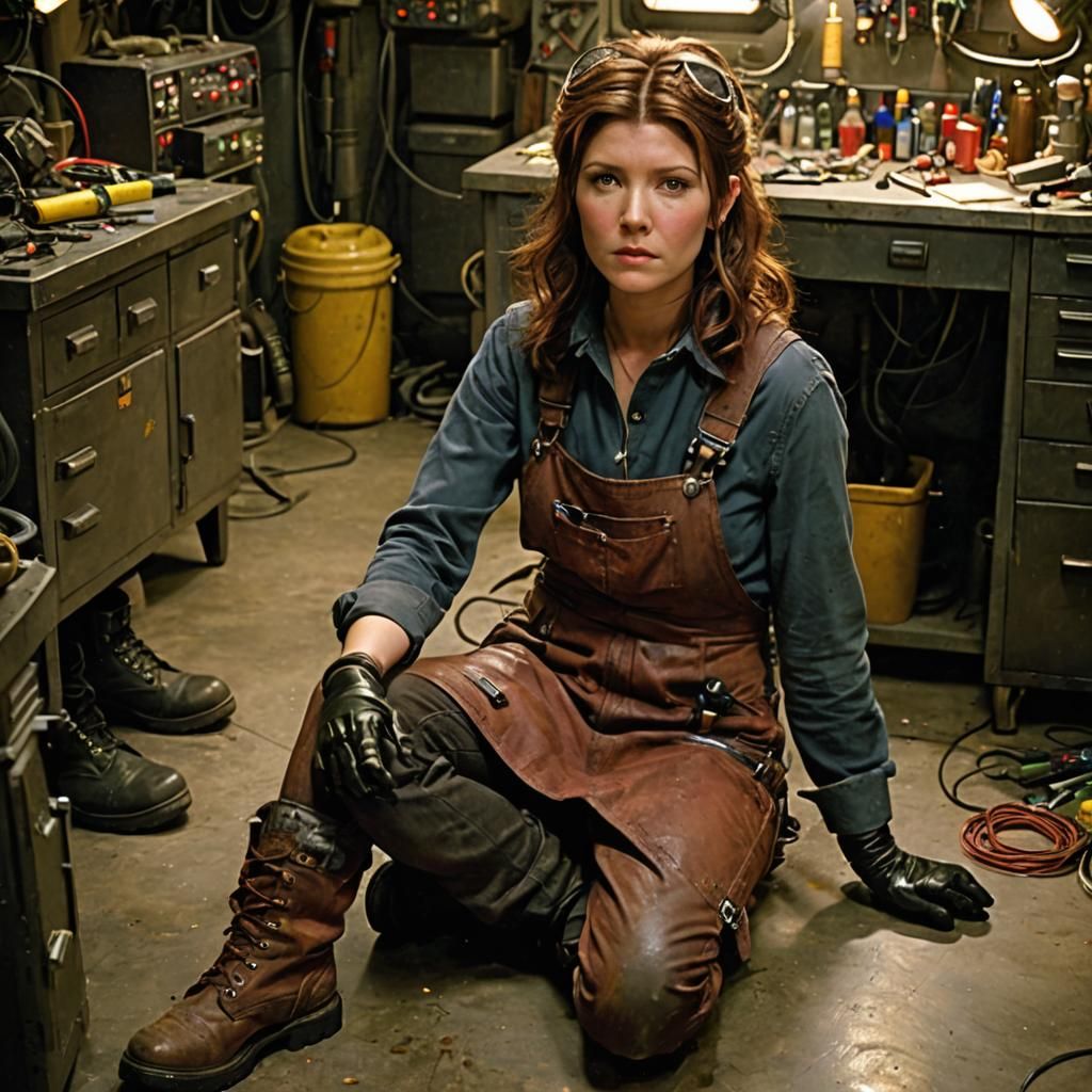 Kaylee Frye is doing maintenance work in the engine compartment of a ...