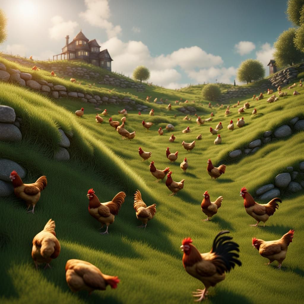 Too many chickens - AI Generated Artwork - NightCafe Creator