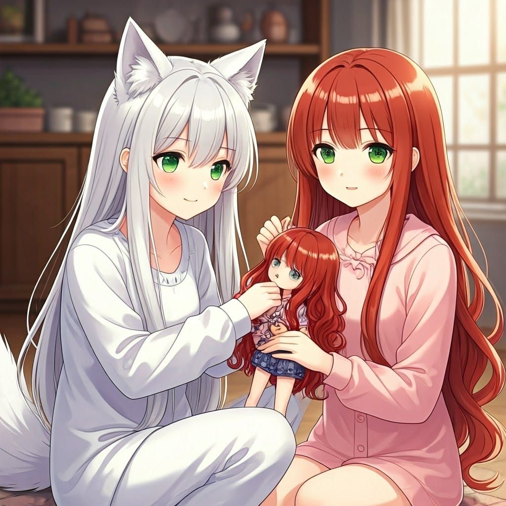 Wolfie shares her Bratz dolls with Akane