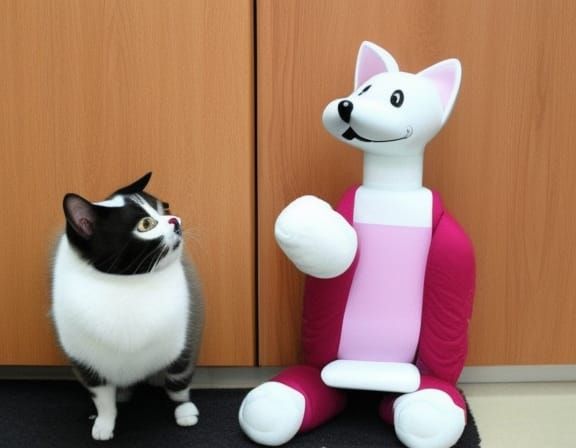 playful robotic dog is chasing a mischievous robotic cat - AI Generated ...