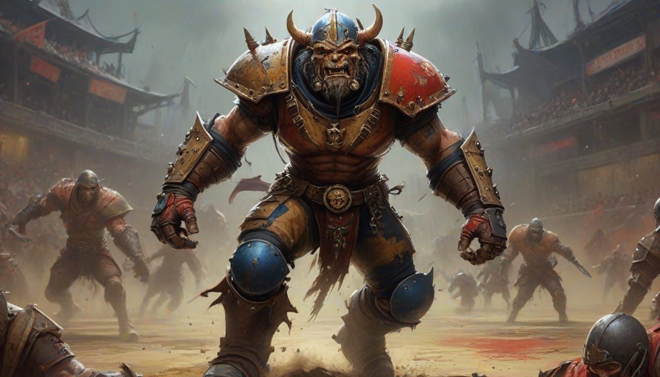 Battle-Hardened Blood Bowl Veteran in Intense Oil ... - AI Art