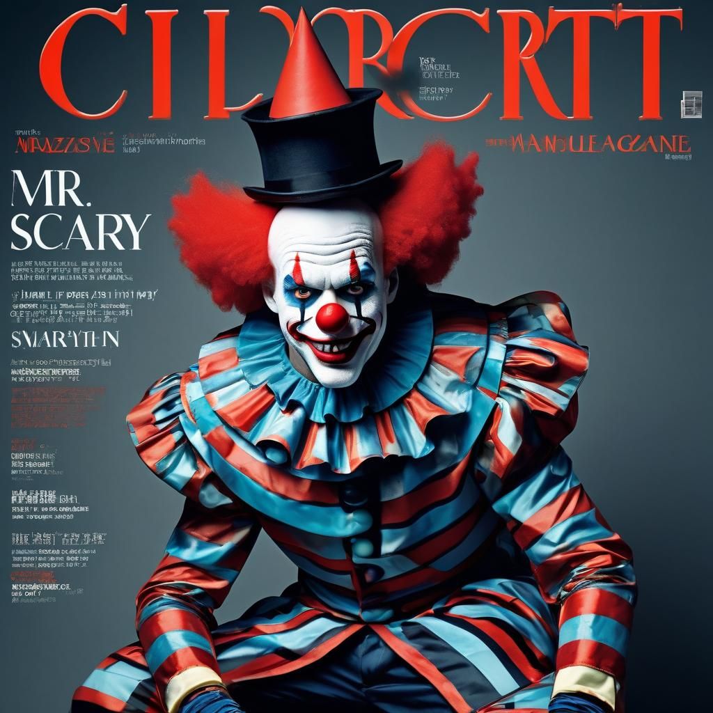 Red colorText "MR SCARY" Magazine cover Bold fashion magazine cover ...