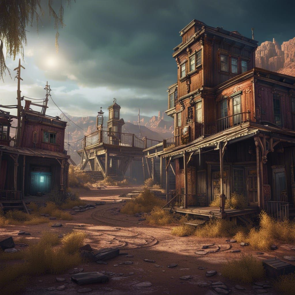 Abandoned ghost town - AI Generated Artwork - NightCafe Creator