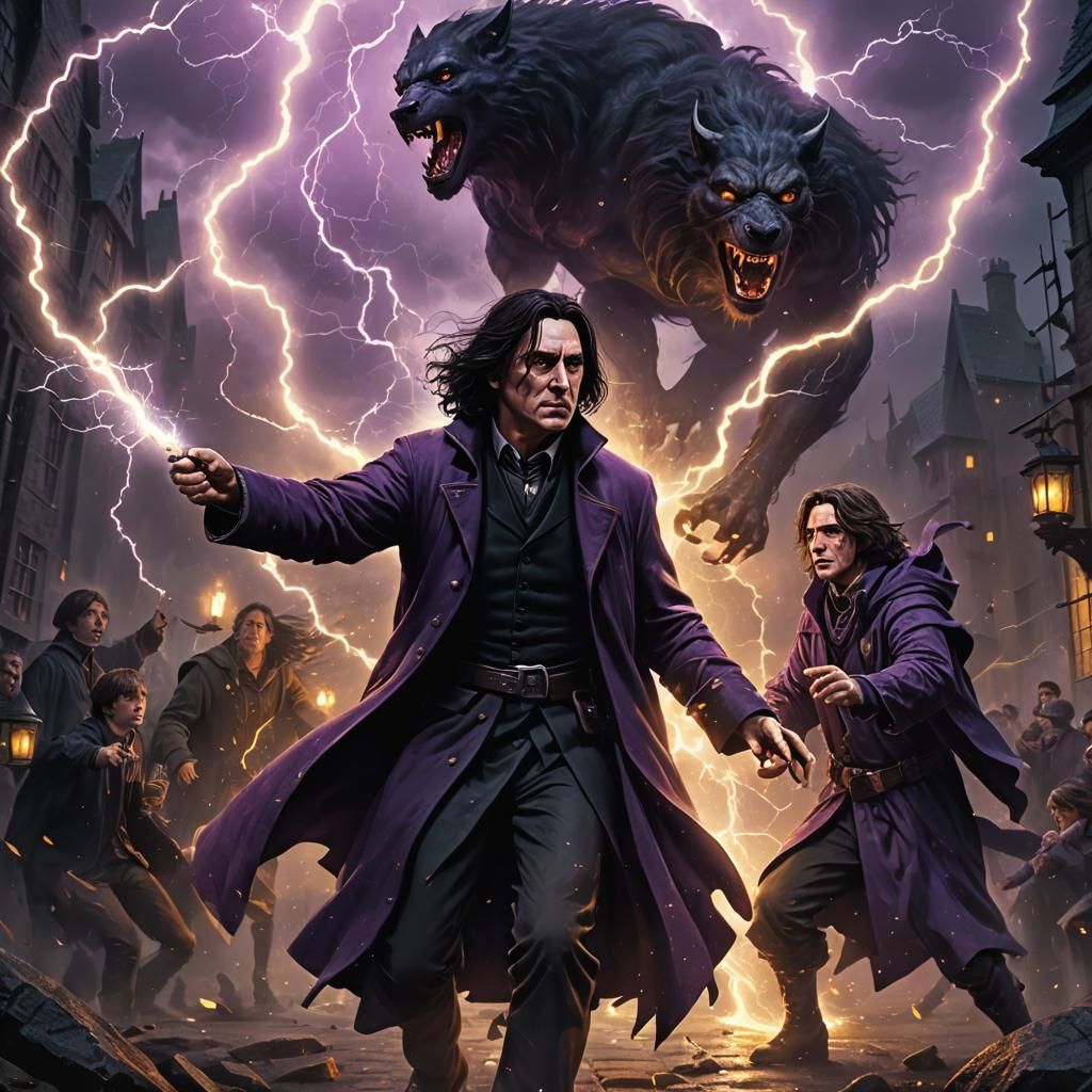 Severus Snape and the werewolf in lightning - AI Generated Artwork ...