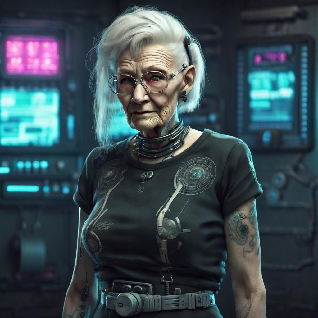 Cyberpunk old woman - AI Generated Artwork - NightCafe Creator