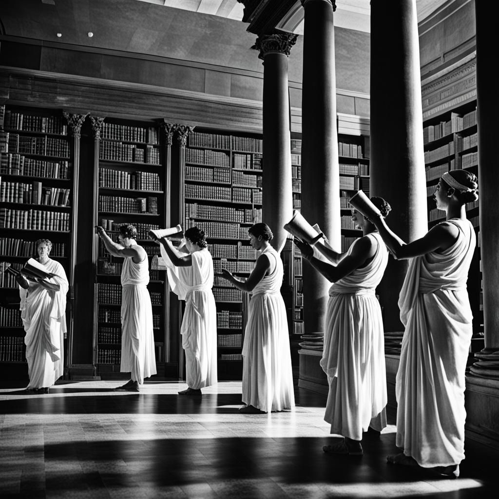 ancient greco-roman library - AI Generated Artwork - NightCafe Creator