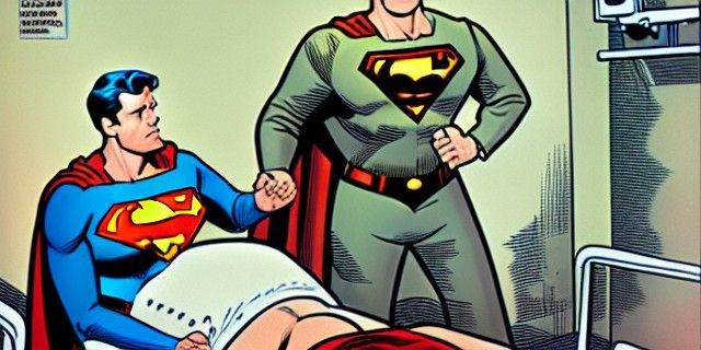 Superman in the hospital with a broken leg - AI Generated Artwork - NightCafe Creator
