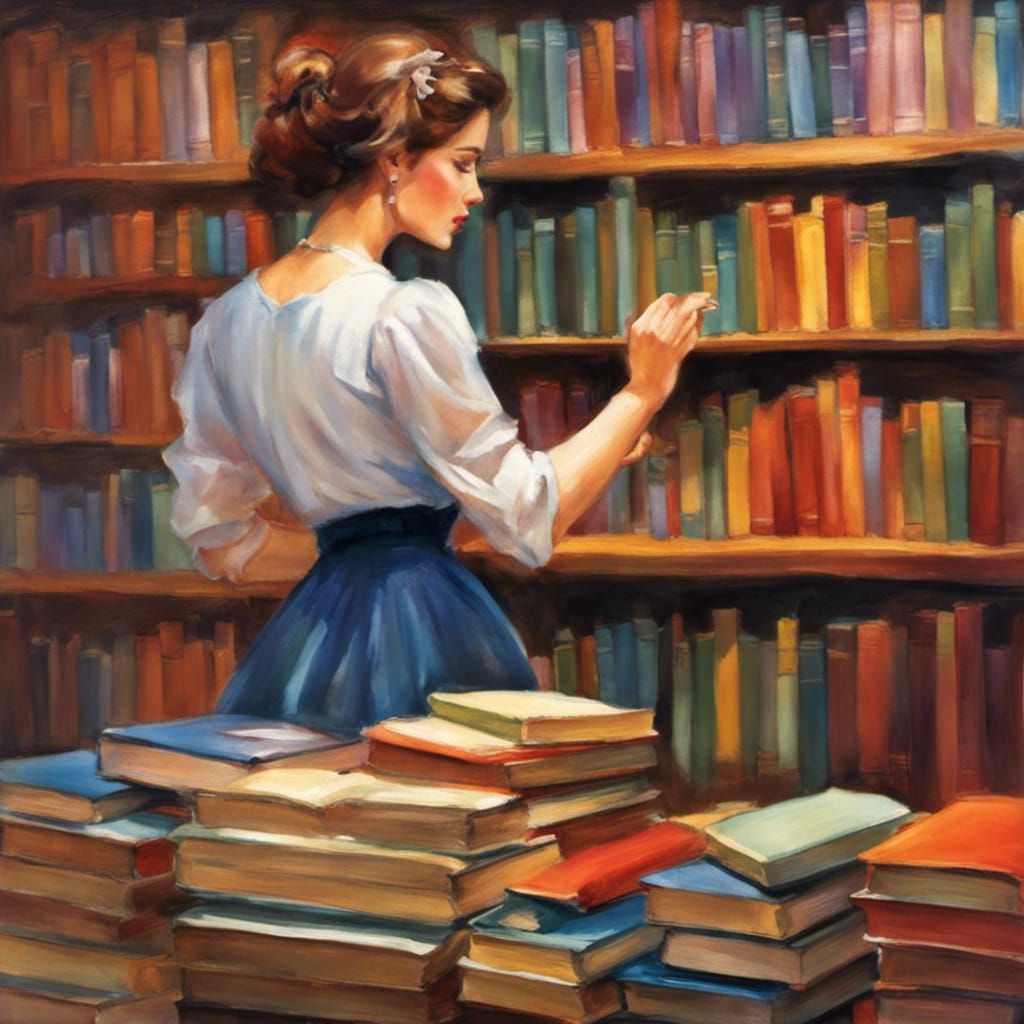Looking for A Library Book - AI Generated Artwork - NightCafe Creator