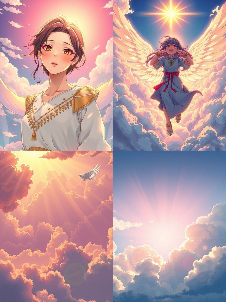 angelic - Celestial Anime Masterpiece with Soft Focus Heaven...